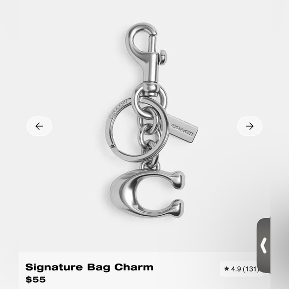 Coach | Accessories | Coach Metallic Silver Keychain With C Charm ...